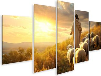 Islandburner Bild auf Leinwand Jesus Steht inmitten von Schafen Bilder Wandbilder Poster