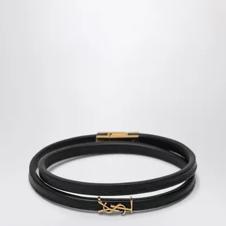 Saint Laurent Schwarzes Doppel-Wickelarmband Mit Cassandre-Logo