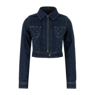 Marine Serre Denim Trucker Zipped Jacket - - Jackets - Damen - Blau - M