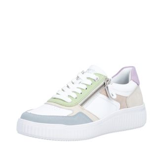 Remonte Plateausneaker REMONTE, Damen, Gr. 39, wei&szlig;, pastellfarben, Leder, Lederimitat, kontrastfarbene Details, Schuhe Plateausneaker, Schn&uuml;rschuh, Halbschuh