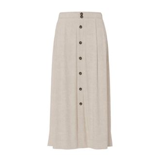 Y.A.S Usuma HW Leinenmischung Langer Rock - - Skirts - Damen - Grau - L