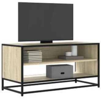 Les Tendances Meuble TV ch&ecirc;ne sonoma 91x40x46 bois ding&eacute;nierie et m&eacute;tal