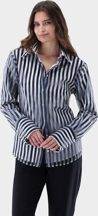 van Laack Gestreifte Hemdbluse mit zwei Lagen