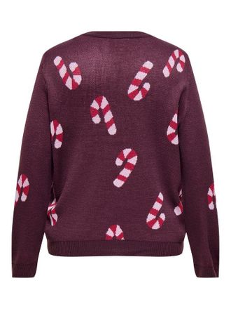 Only Carmakoma Weihnachtspullover CARXMAS JOLLIE LS O-NECK KNT Kunstfaser, Weihnachtsmotiv