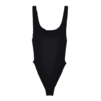 Hunza G Square Neck One-Piece - - Swimwear - Damen - Schwarzk - ONE SIZE