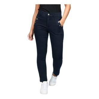 2-Biz Dunkle Denim High Waist Hose - - Jeans - Damen - Blau - 2XL