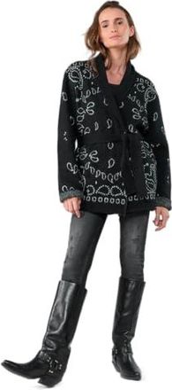 Le Temps Des Cerises Cardigan Bao noir &agrave; motif cachemire