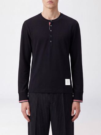 Thom Browne Pull &agrave; col rond en laine m&eacute;rinos avec patte de boutonnage lat&eacute;rale