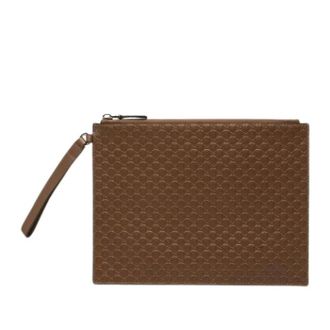 Gucci Pre-owned Embossed Leather Clutch - Femme - Pre-owned - Brun - Taille: ONE Size