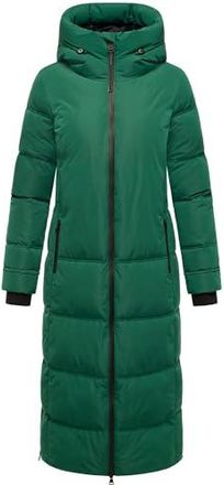 Marikoo Honiaa XVI XVI XS-6XL Manteau dhiver long matelassé chaud pour femme avec capuche réglable et fermetures éclair imperméables, Vert sapin, 6XL