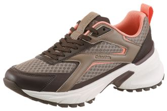 Calvin Klein Plateausneaker CALVIN KLEIN HIKE RUN CKSTRIPE MESH, Damen, Gr. 36, braun, taupe, rose, Lederimitat, Textil, kontrastfarbene Details, Schuhe Plateausne