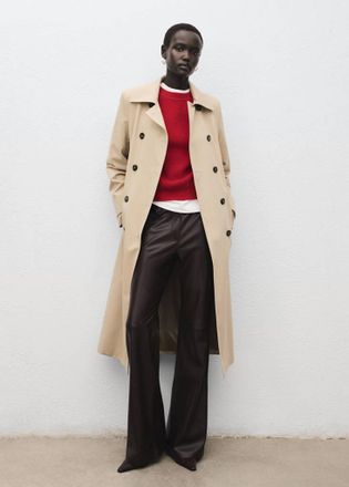 Mango Flared Hose in Lederoptik schokolade - Damen - 36 - MANGO