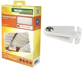 WINDHAGER Sonnensegel für Seilspanntechnik, Wintergarten und Terrassen Beschattung + Windhager Laufhaken zur Befestigung von Sonnensegel/Seilspannmarkise