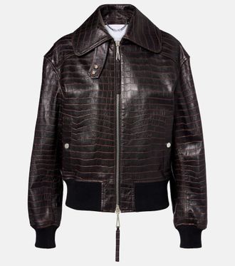 Paco Rabanne Veste blouson en cuir emboss&eacute;