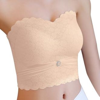 Generic Soutien-gorge push-up sans bretelles 2026 pour femme - Grand buste - Minimise lapparence - Encolure en coeur glissante, beige, XXL