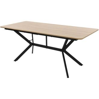 ML Design ML-Design Table &agrave; Manger Rectangulaire 180x80x75 cm Marron Clair Structure en Acier, pour 6 personnes, Plateau Spacieux pour Int&eacute;rieur ou Cuisine