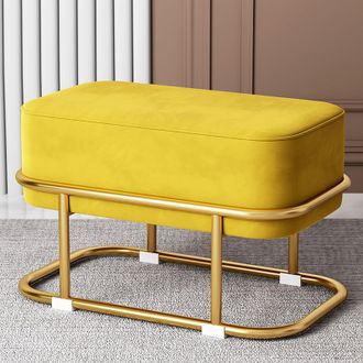 Generic Gepolsterte Schuhbank for Den Eingangsbereich - Ottomanischer Fußhocker Aus Samt Mit Goldenen Metallbeinen, Moderne Multifunktionale Bank for Wohnzimm