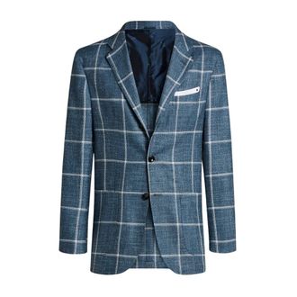 Kiton Fein karierter- einreihiger Blazer - - Jackets - Herren - Blau - 4XL