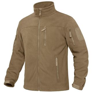 KEFITEVD Herren Jacke Casual Full-Zip Polar Fleece Jacket Herren Warme Wintermäntel Taktische Fleecejacke mit 5 Reißverschlusstaschen Warme Arbeitsbekleidung O