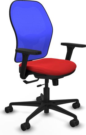 Piqueras y Crespo Jorquera verstellbarer Schreibtischstuhl mit 3D-Armen, h&ouml;henverstellbare Lendenwirbelst&uuml;tze, ausgestattet mit Syncro/Traslack und Schaumstoff, Blau/Ro