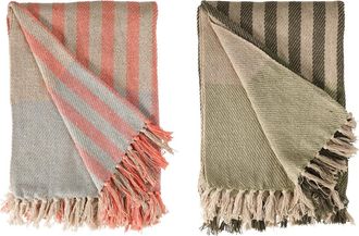 Au Maison Decke &Uuml;berwurf Band 100% Baumwolle 130x180 cm Skandinavisch (Blau-Bernstein)