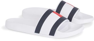 Tommy Hilfiger Herren Badeschuhe Rubber TH Flag Pool Slide Badelatschen, Weiß (White), 45 EU