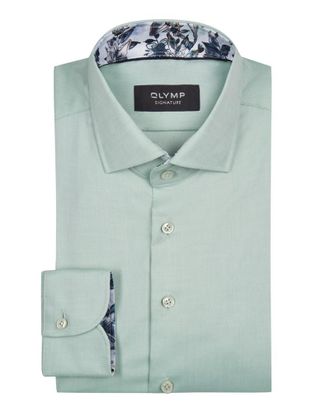 Olymp Signature, Tailored Fit, Twill-Hemd mit floralem Ausputz in