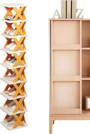 Generico Hohes und schmales Schuhregal - Faltbarer Schuhregal mit mehreren Ebenen | multifunktionales Schuhregal f&uuml;r Flur, Bad, Schrank, kleine Wohnung, Wohnmo