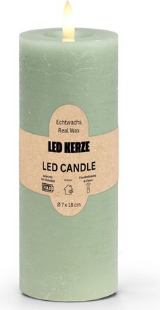 Matches 21 LED Stumpenkerze aus Echtwachs mit Timerfunktion & Fernbedienung - Kerze realistisch flackernde Flamme warmweiß Ø 7 x 18 cm - Elektrische Wachskerze S