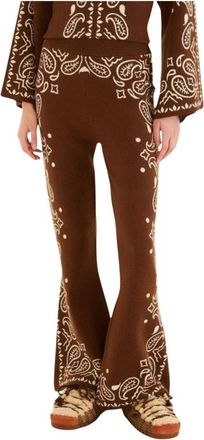 Farm Rio Farm Rio, Femme, Pantalons, Brun, Taille: 38 FR Bohemian Paisley Flare Knit Pants