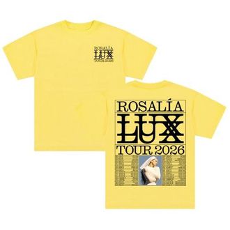 Generic Rosalia Lux Tour 2026 T-shirt unisexe col rond à manches courtes en coton pour homme et femme, jaune, XXL