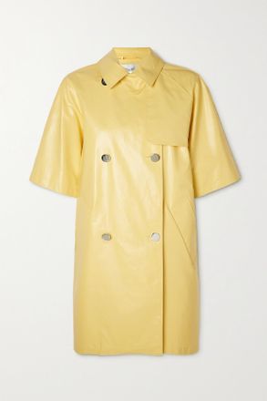 Max Mara Tondo Doppelreihiger Mantel Aus Beschichteter Baumwolle - Gelb