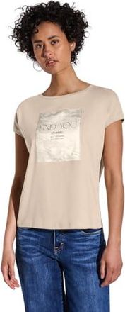 Street One A322962 T-Shirt avec Patch en Satin, Coton Beige, 46 Femmes