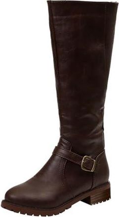 Generic Bottes d&eacute;quitation pour femme - Large mollet - D&eacute;contract&eacute; - Fermeture &eacute;clair - Talon bas et &eacute;pais - Extensible - Confortable - Bottes hautes au genou