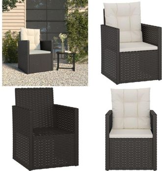 vidaXL Gartensessel mit Kissen Schwarz Poly Rattan - Gartensessel - Outdoor Möbel - Gartenmöbel - Gartenstuhl - Polyrattan - Home & Living