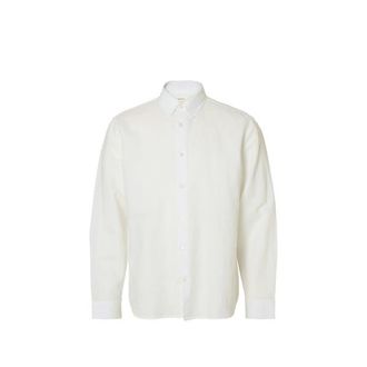 Selected Chemise unie col am&eacute;ricain en lin et coton