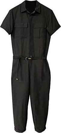 Generic Salopette de travail pour homme, coupe ample, &agrave; manches courtes, v&ecirc;tements de travail pour hommes, combinaisons vintage tendance, durables, polyvalent