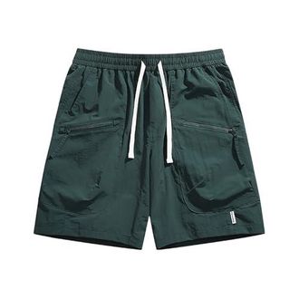 Generic Short d&eacute;contract&eacute; pour homme - Taille moyenne - Pantalon cargo - Solide - Poche fendue - Cordon de serrage - Mode - Couleur unie - Pantalon court, Ver
