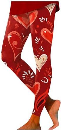 Generic Legging de sport moulant et confortable &agrave; imprim&eacute; mignon pour la Saint-Valentin 2026 - Taille haute - Pour femme (2), Rouge, XXL