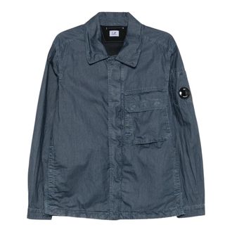 C.P. Company C.p. Company - 50 Fili Wax Zipped Lens Overshirt - Homme - Vestes - Bleu - Taille: S
