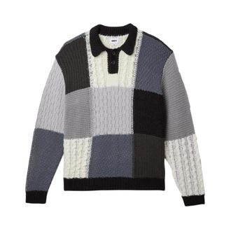Obey Homme, Pulls, Noir, Taille: M Pull Patchwork Tricot Noir Multi