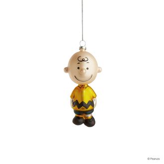 Butlers Peanuts Charlie Brown Glasanh&auml;nger 12 cm Glas Peanuts | Handbemalte Christbaumkugel | Detailgetreue Weihnachtsdekoration | Baumschmuck f&uuml;r Peanuts-Fan