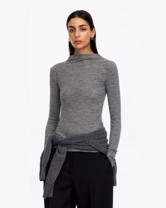 Arket Rippstrickoberteil Aus Wolle -Grau