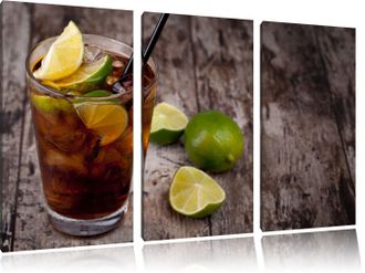 Pixxprint Cuba Libre Original, Leinwandbild 3 Teilig, Gesamtma&szlig;: 120x80cm, Wandbild, Dekoration, fertig gespannt, Kein Poster