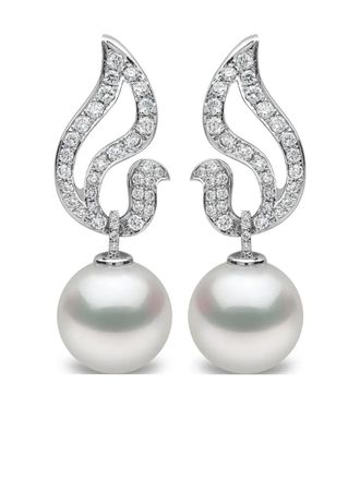 Yoko London boucles doreilles &agrave; perles Duchess en or blanc 18ct et diamant - Argent