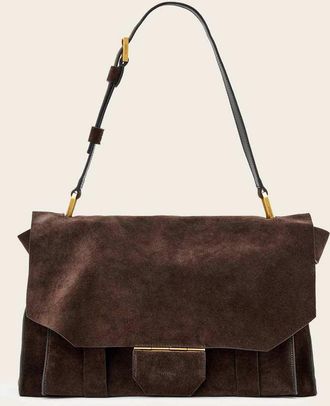 AllSaints Ursa - Umhängetasche aus Wildleder in Braun-Brown