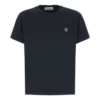 Stone Island Homme, Tops, Bleu, Taille: S T-shirt à manches courtes ajusté avec écusson Compass