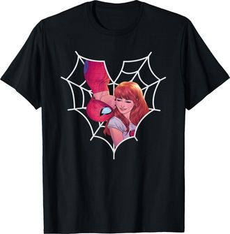 MARVEL Spider-Man and Mary Jane Kiss Heart Web T-Shirt