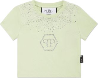 Philipp Plein Cropped T-Shirt Strass Round Neck Ss Hexagon