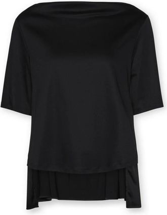 Elena Miro Femme, Blouses et Chemises, Noir, Taille: 36 FR T-shirt en coton avec volant au dos